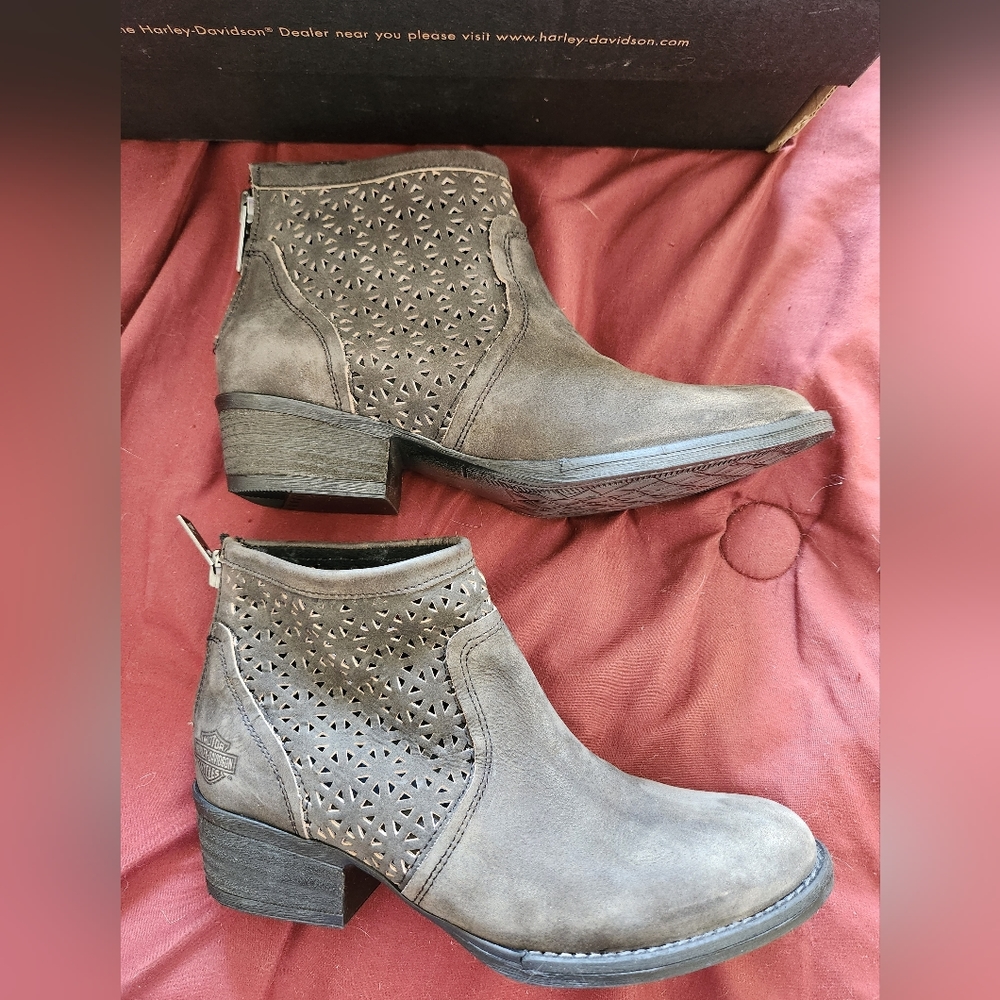 Harley Davidson Distressed Leather Booties - Gem